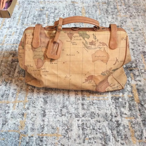 Bags | Vintage Map Print Duffel Bag | Poshmark